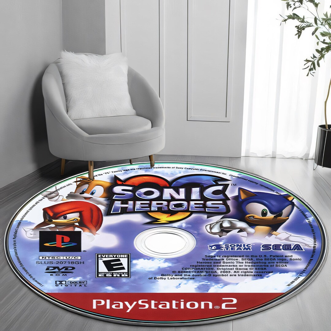 Retro Sonic Heroes Round Rug, Playstation 2 Disc Design Rug, Gamer Room ...