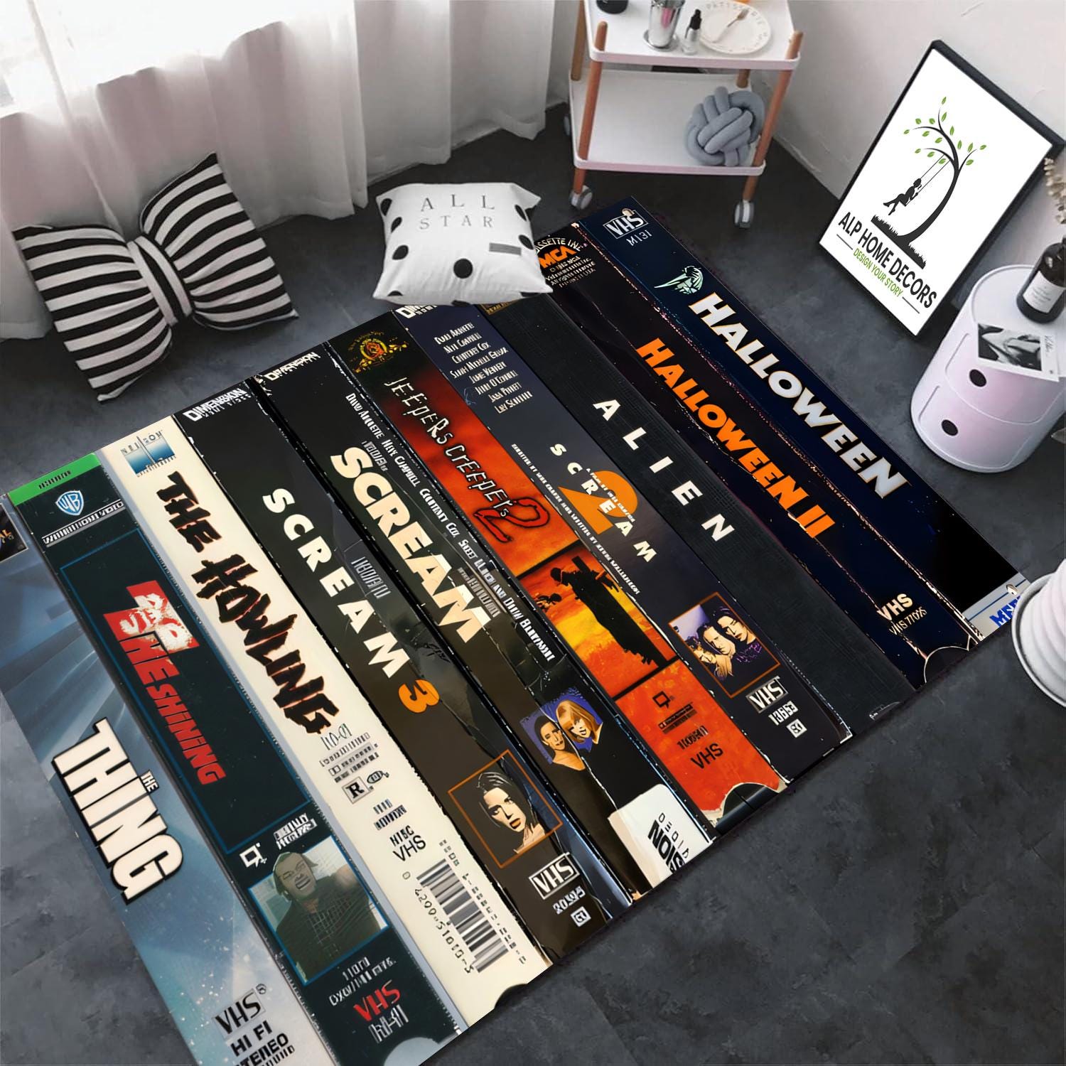 Custom Horror VHS Rug, Retro 80s Movie Carpet for Home Theater, Gift ...