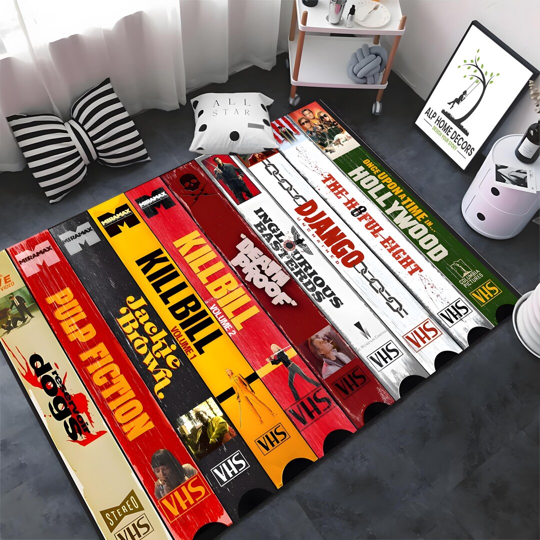 Retro VHS Inspired Rug, Vintage Cinema Style Carpet, Cult Classic Film ...
