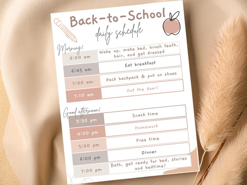 Editable Back to School Routine Chart: Kids Daily Schedule (digital ...