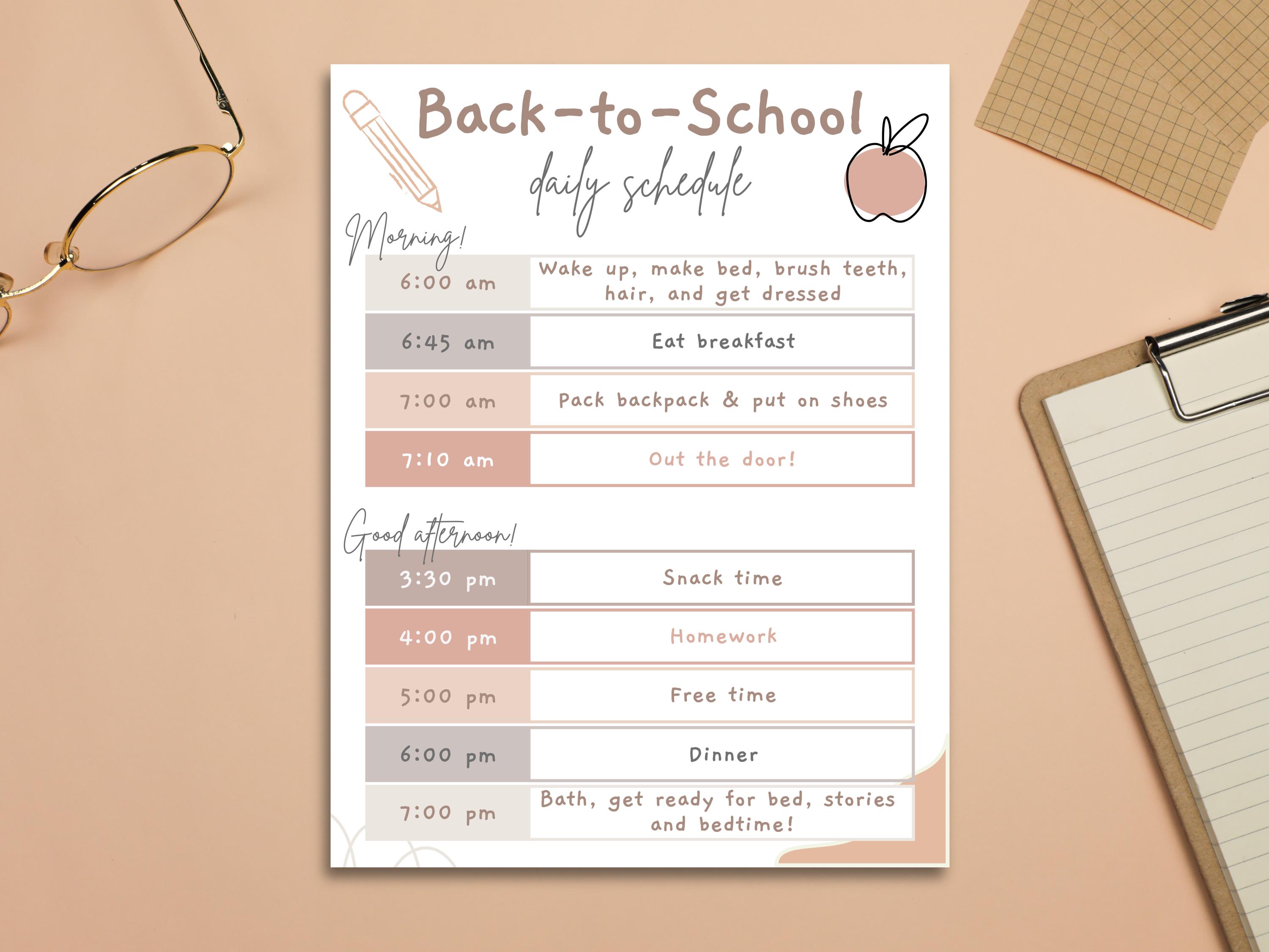 Editable Back to School Routine Chart: Kids Daily Schedule (digital ...