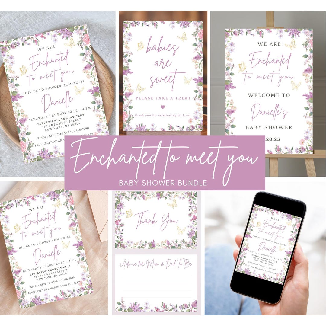 Enchanted to Meet You Baby Shower Bundle, Whimsical Butterfly ...