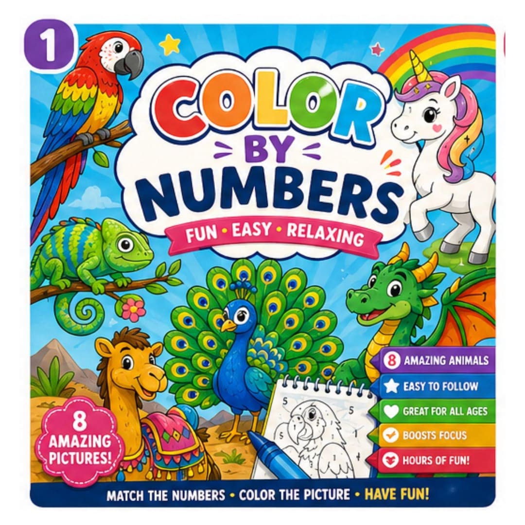 Color by Numbers Kids Activity Book Printable, Animal Coloring Pages ...