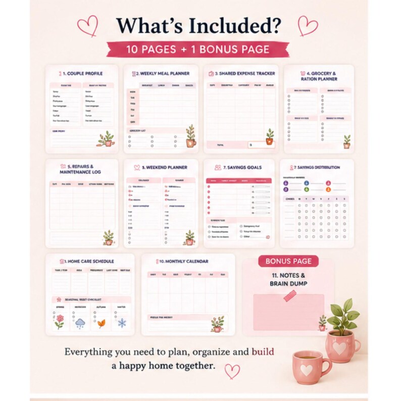 Couple House Planner Bundle | Printable Home Management, Meal, Budget ...