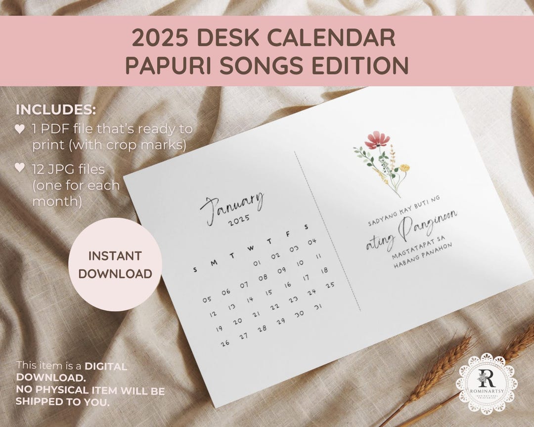 2025 Small Printable Desk Calendar Tagalog Papuri Songs Edition, Mini ...