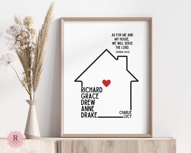 Custom Christian Family Wall Art Personalized Joshua 24 Poster, as for ...