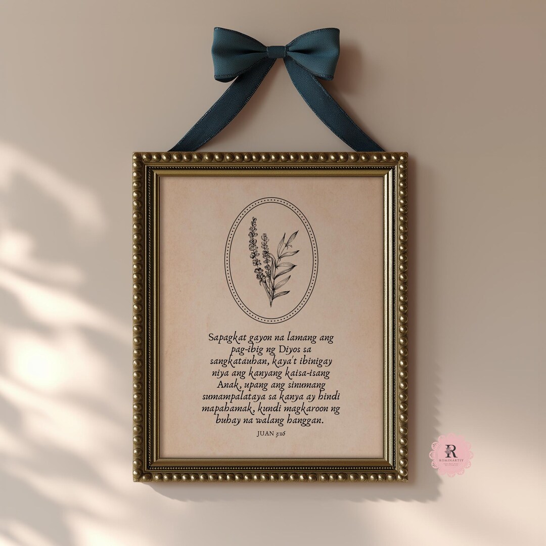 John 3:16 Tagalog Christian Wall Art, Filipino Scripture Printable ...