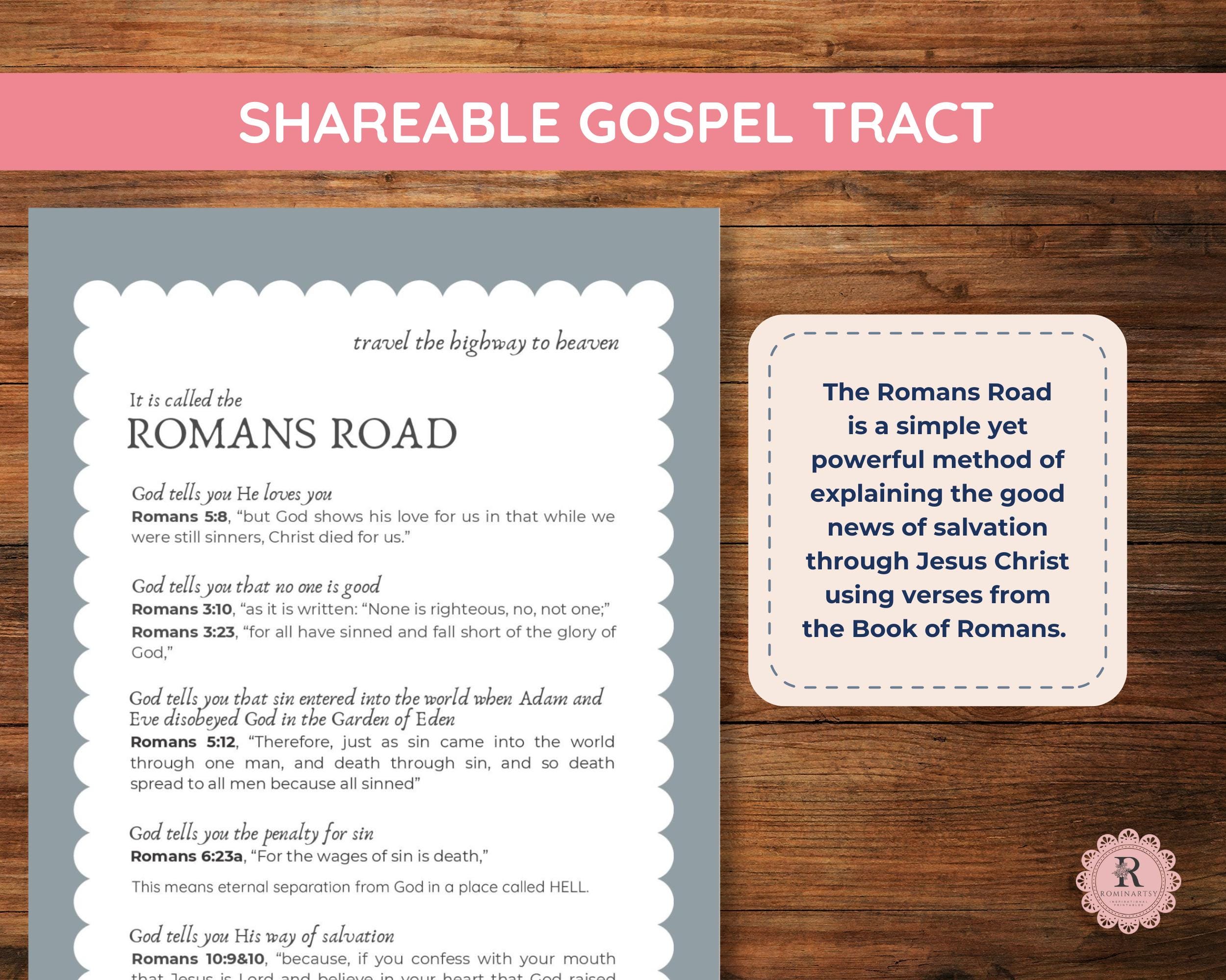 Romans Road Gospel Tract Shareable Printable Good News Digital Download ...