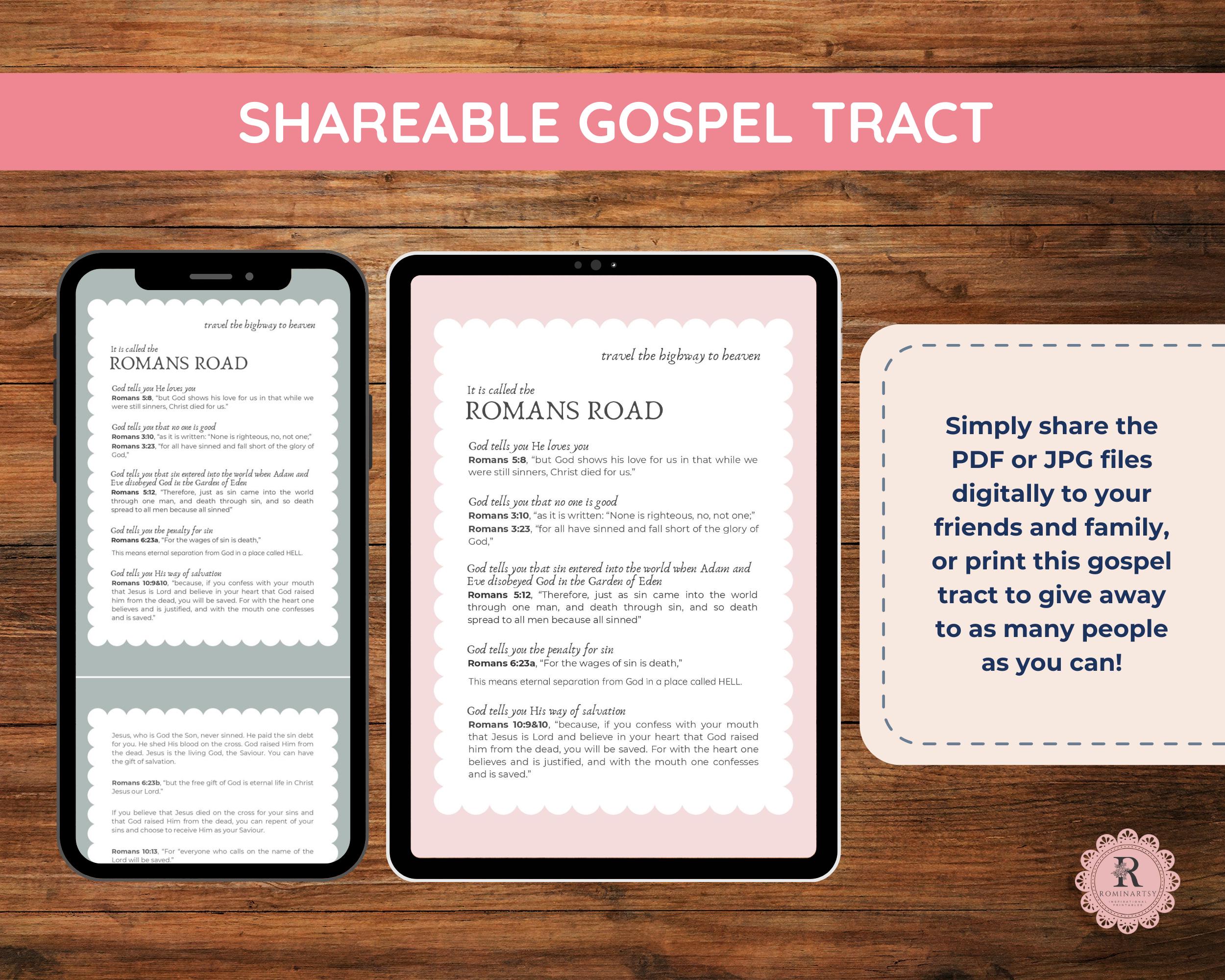 Romans Road Gospel Tract Shareable Printable Good News Digital Download ...