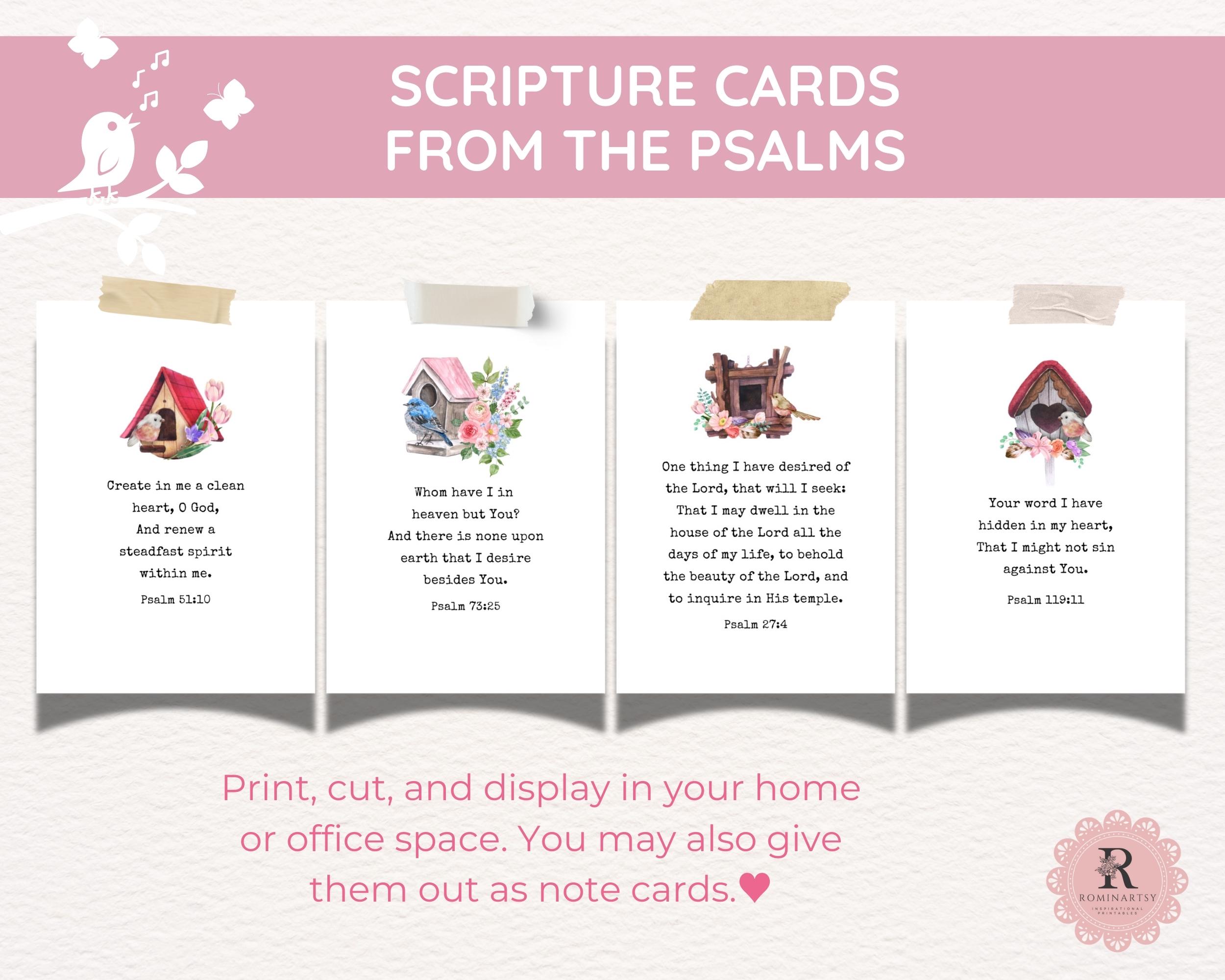 Set of 12 Psalms Scripture Cards Printable, Bible Memory Verse Cards ...