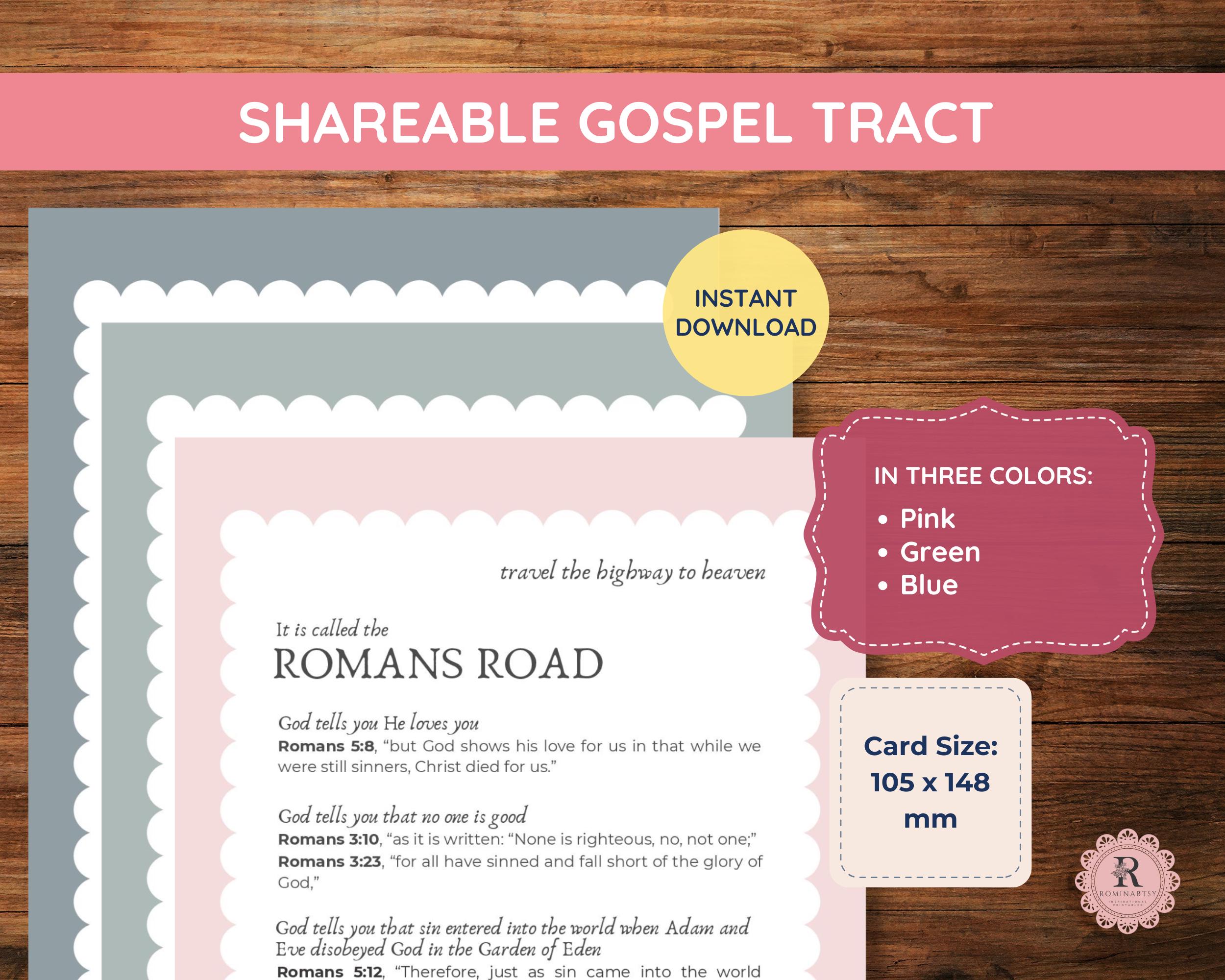 Romans Road Gospel Tract Shareable Printable Good News Digital Download ...