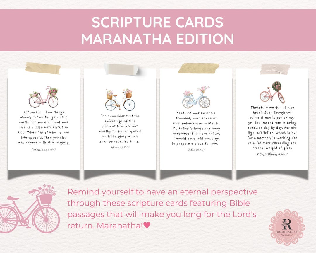 Set of 12 Maranatha Scripture Cards Printable, Bible Memory Verse Cards ...