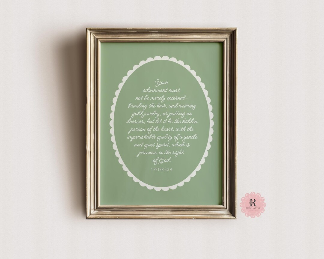 Christian Wall Art 1 Peter 3 Gentle and Quiet Spirit Poster, Bible ...