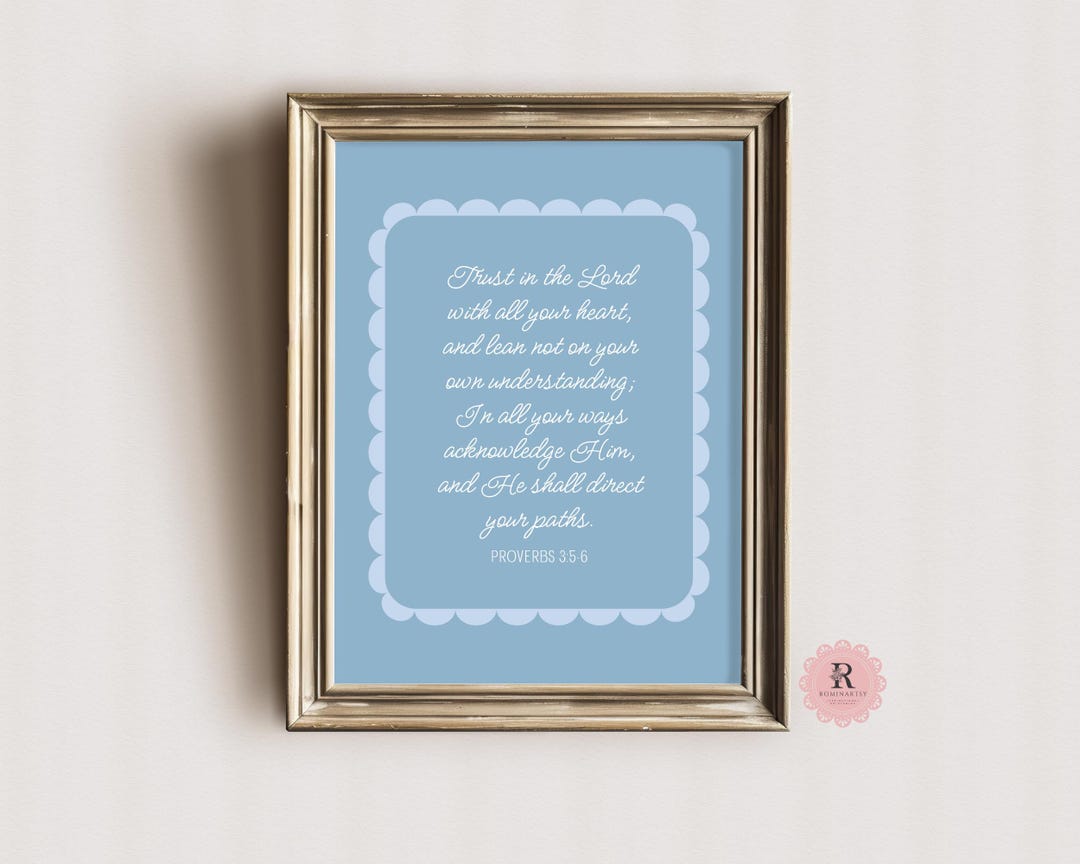 Proverbs 3:5-6 Wall Art Scripture Poster, Christian Wall Art Bible ...