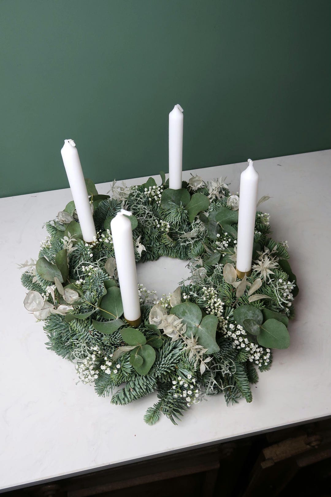ADVENT WREATH "white Christmas" | Fresh Wreath Without Candles ...