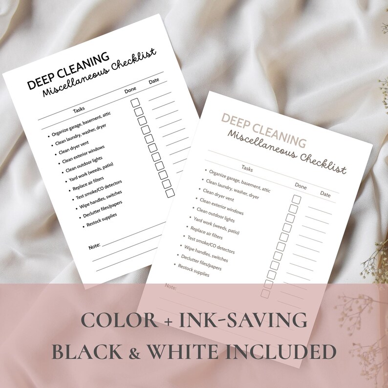 Deep Cleaning Checklist – 5 Room Printable + Master Page | A4 + US ...