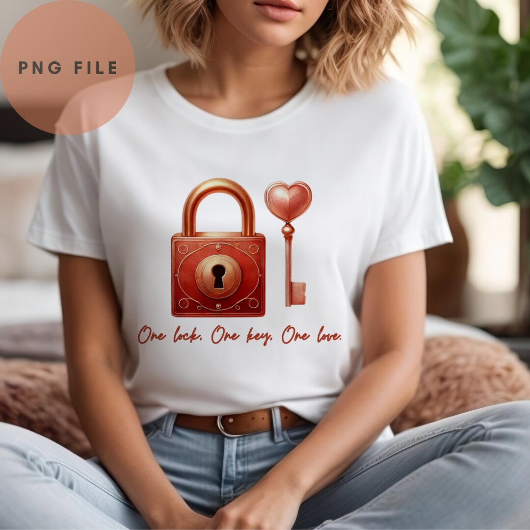 One Lock, One Key, One Love Romantic Valentine Day Clipart Watercolor ...