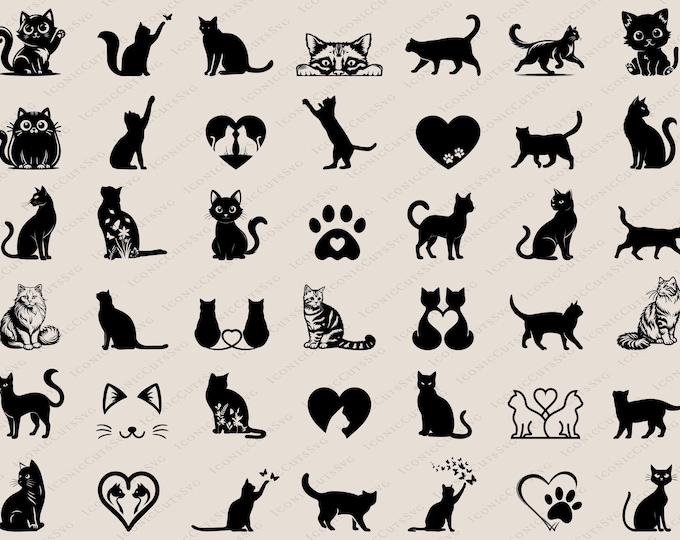 Instant Download Cat Logo Icon Marks Set Vector Format - Etsy