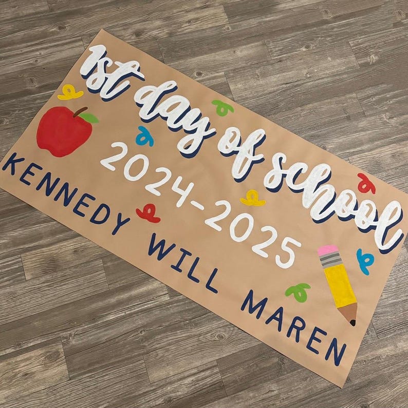 Painted Brown Paper Banner, Custom Hand Painted Sign, Kraft Paper Party ...
