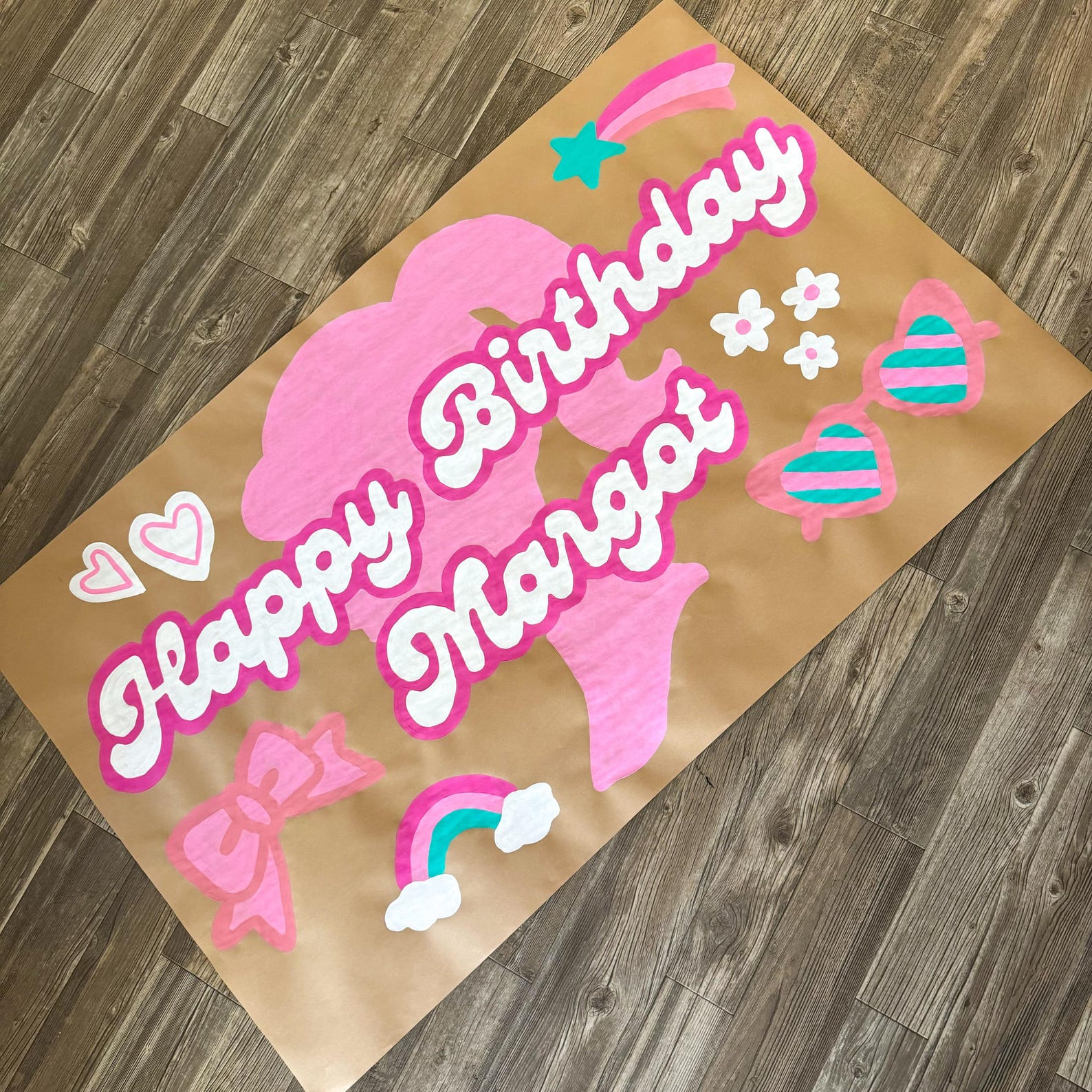 Painted Brown Paper Banner, Custom Hand Painted Sign, Kraft Paper Party ...