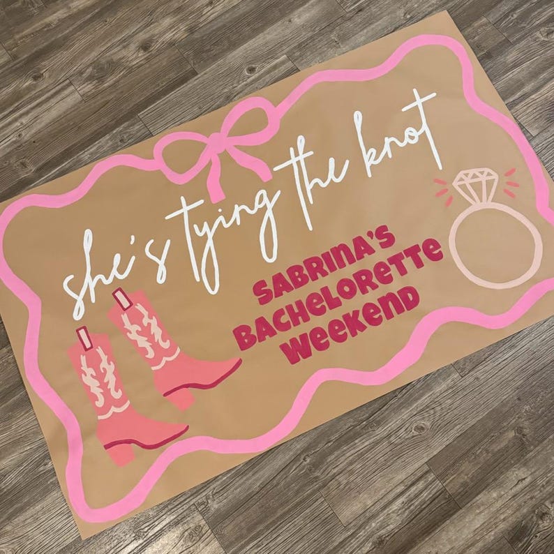 Custom Bachelorette Party Banner, Painted Brown Kraft Paper Banner ...