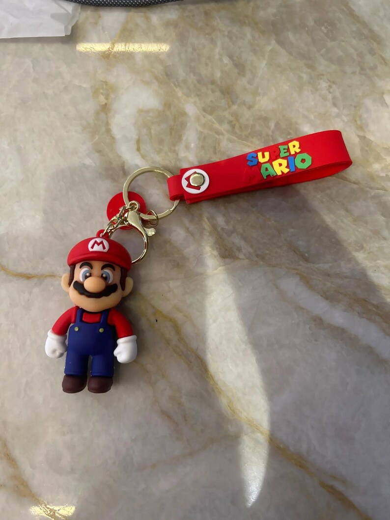 2 Pieces Super Mario Keychain Mario Bros Luigi Toad Yoshi Bowser Action ...