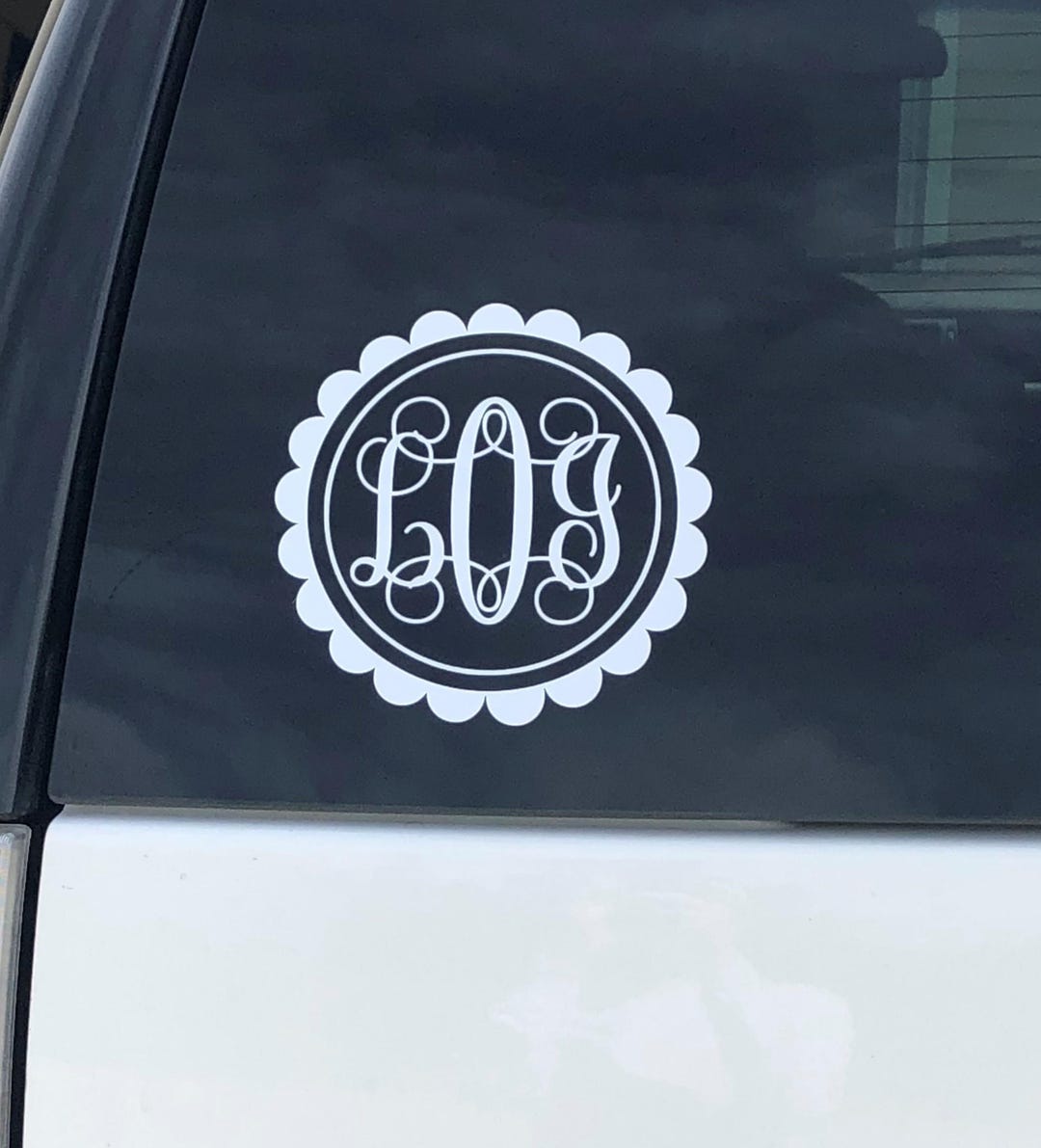 Scallop Monogram Decal / Scallop Monogram / Scallop Decal / Car Decal ...