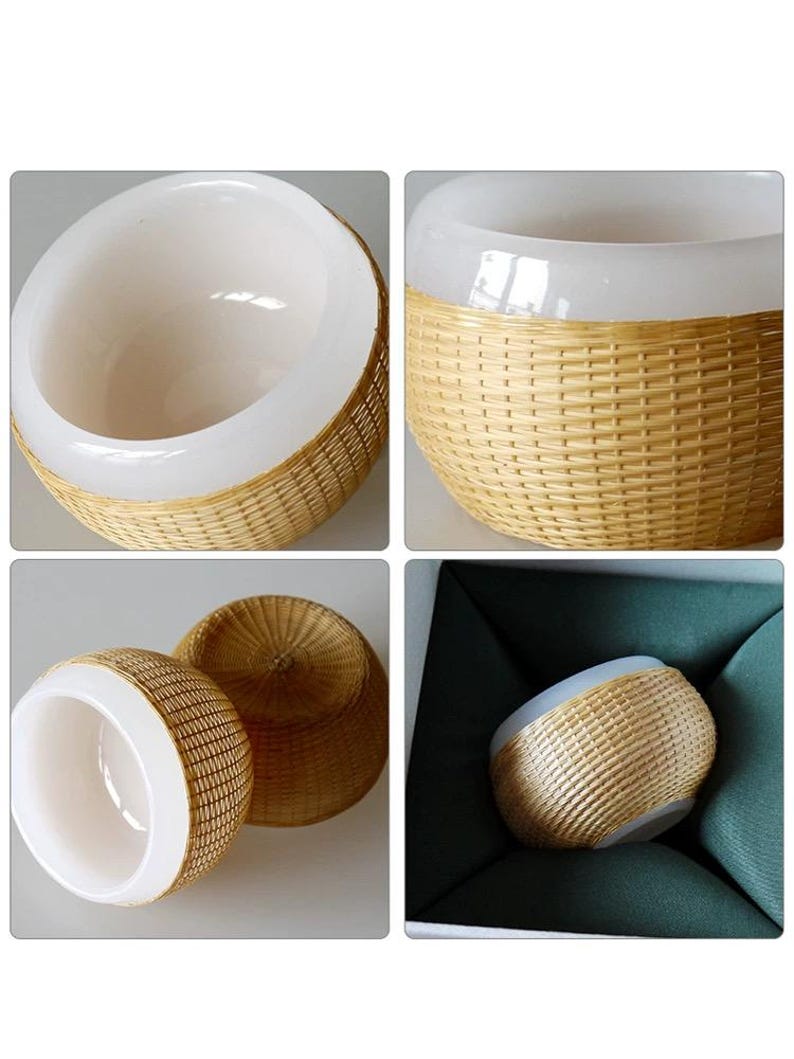 Porcelain Bamboo Weaving Teacups Jade Porcelain Glazed Cups Intangible ...