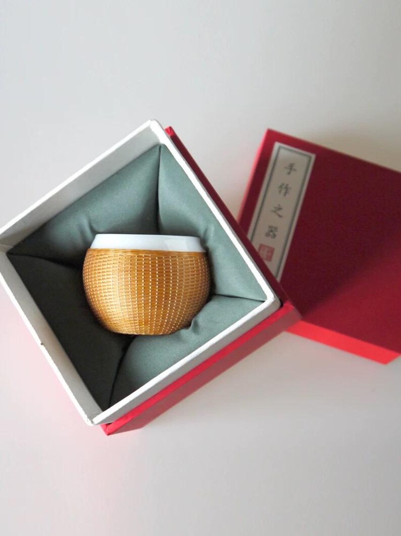 Porcelain Bamboo Weaving Teacups Jade Porcelain Glazed Cups Intangible ...