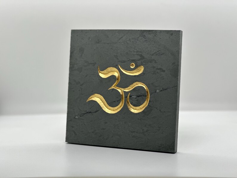 Om Symbol Tile, Hand Carved in Slate With Gold Leaf - Etsy