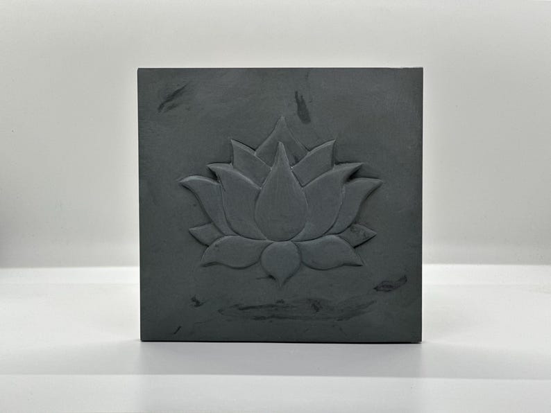 Lotus Flower Tile, Hand-carved in Green Slate - Etsy