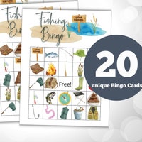50 Fishing Bingo 50 Cards, Preschool Games, Fishing Party, Fish ...