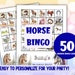 Horse Bingo Game With Personalize Text - 50 DIY Horse Bingo Cards for ...
