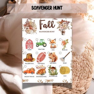Fall Scavenger Hunt Game: Kids Autumn Printable (digital Download) - Etsy