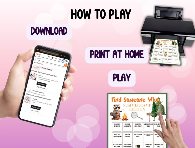 Summer Camp Find Someone Who Bingo Game, Kids Icebreaker Bingo (PDF ...
