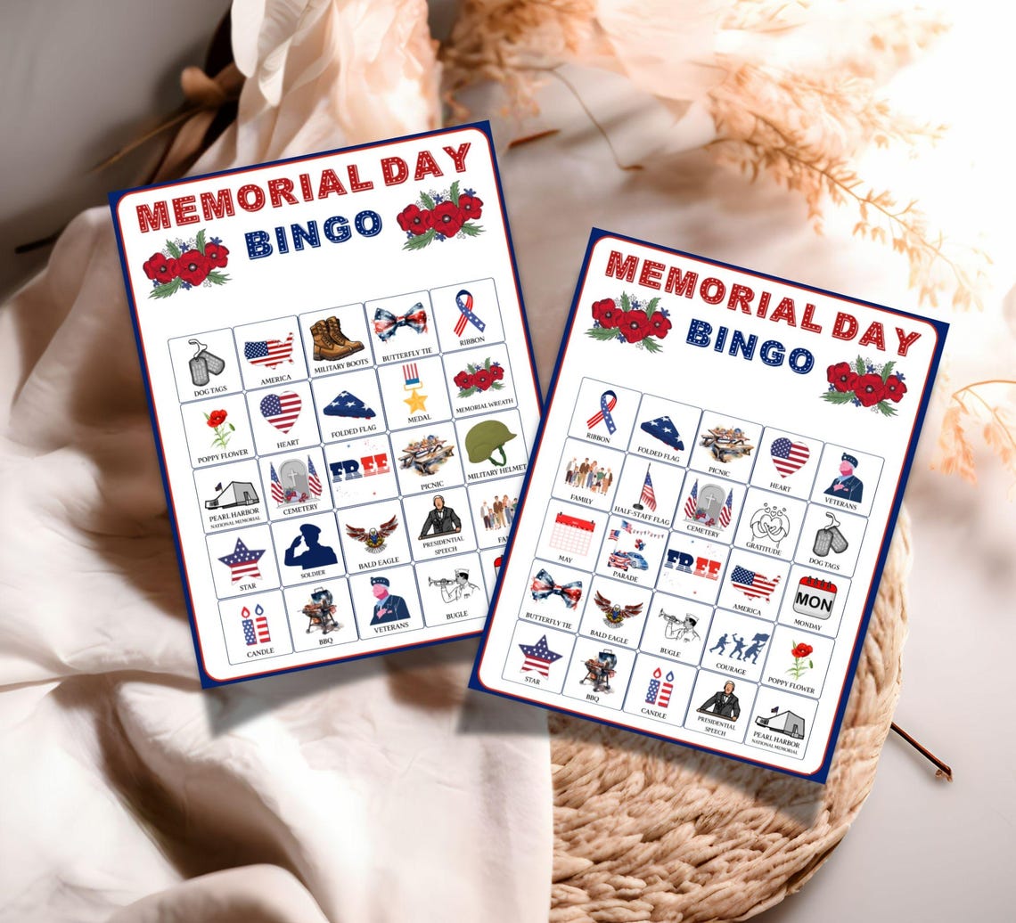 Memorial Day Bingo – Patriotic Party Game for Military Families & BBQ ...
