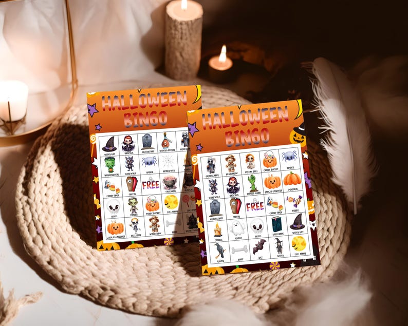Halloween Bingo Game - 50 Spooky Bingo Cards for Scary Movie Game Night ...