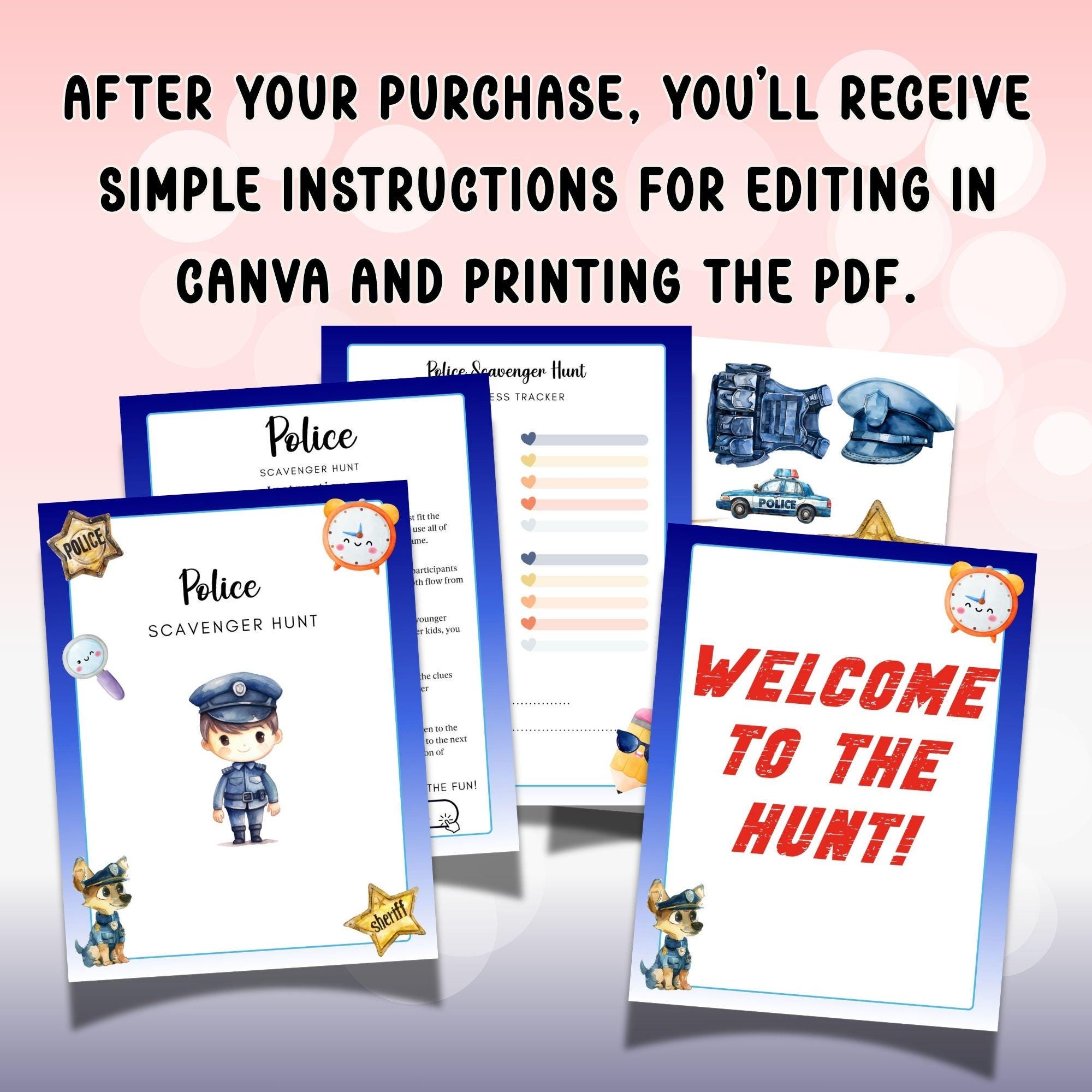 Police Scavenger Hunt Game: Kids & Adult Detective Activity (digital ...