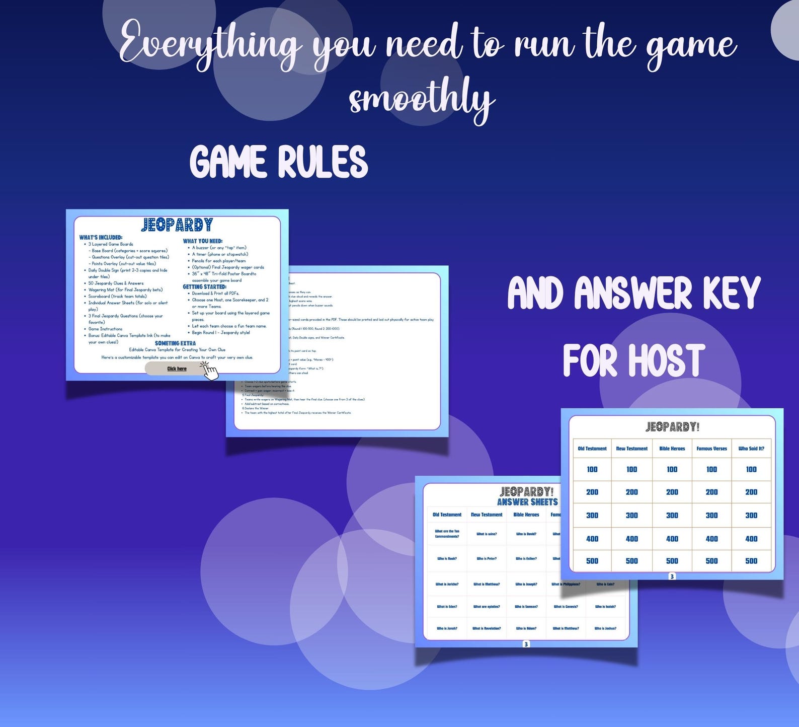 Bible Jeopardy Game: Printable Sunday School Trivia (PDF Download) - Etsy