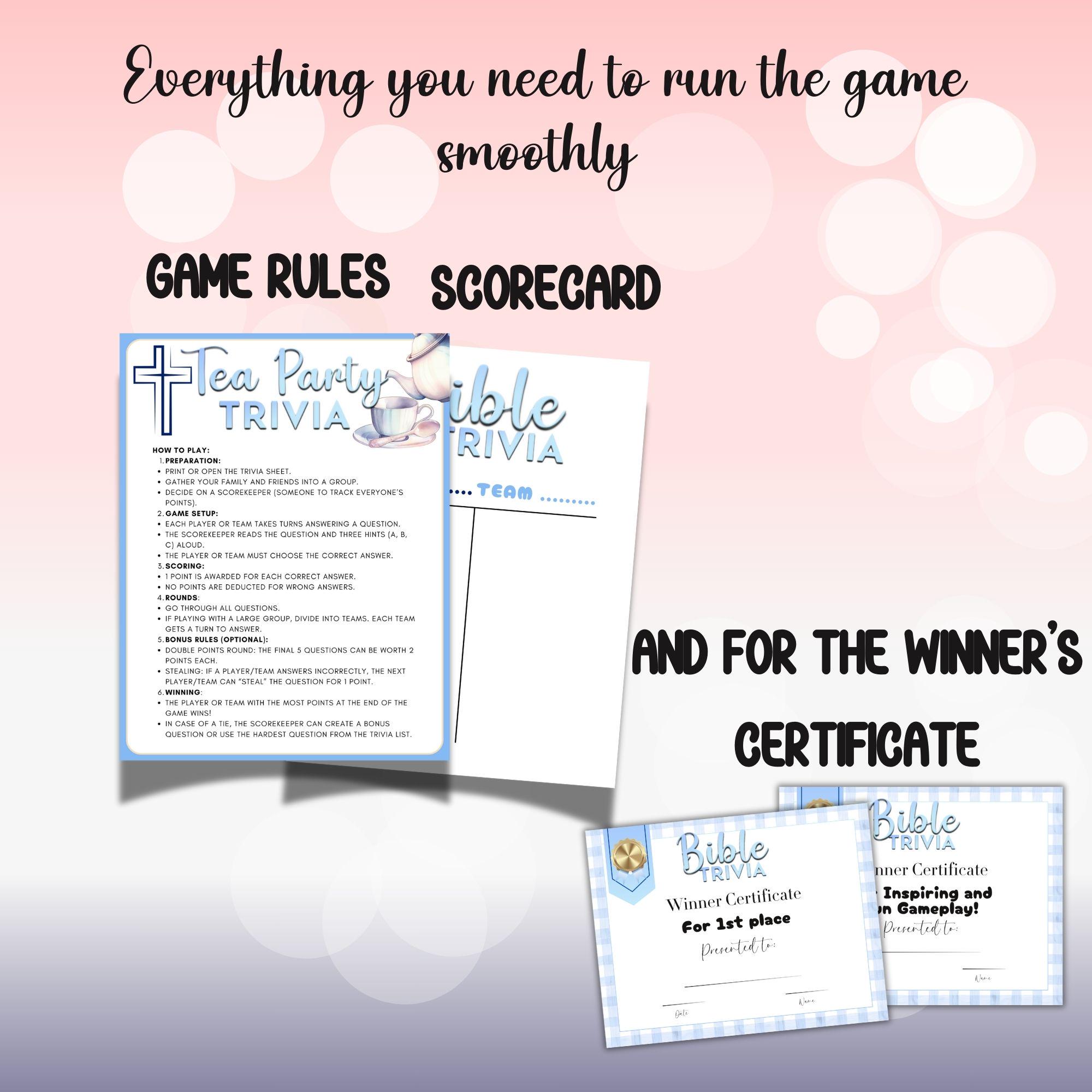 Bible Tea Party Trivia Game: Women's Ministry, Sunday School (digital ...