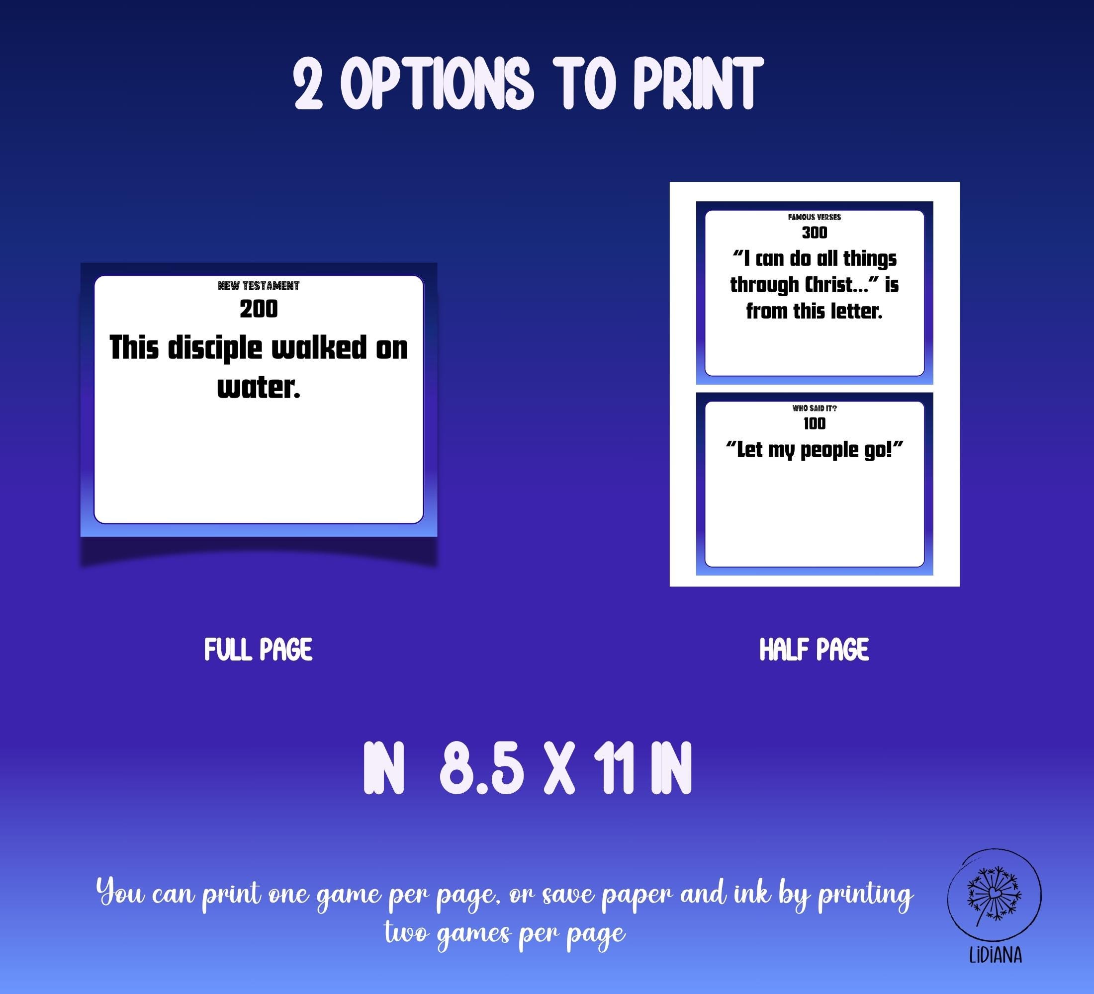 Bible Jeopardy Game: Printable Sunday School Trivia (PDF Download) - Etsy