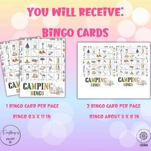 Camping Bingo, 50 Glamping Bingo Cards Printable Game, Summer Bingo ...