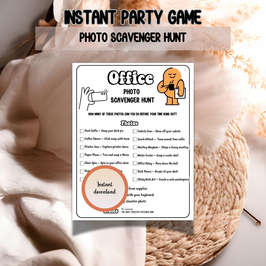 Office Photo Scavenger Hunt, Printable Work Party Game for Christmas ...