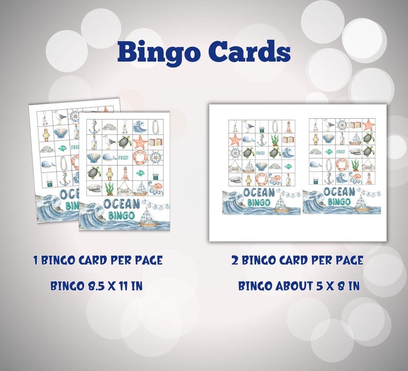 Ocean Bingo Game: 50 Nautical Printable Cards (digital Download) - Etsy