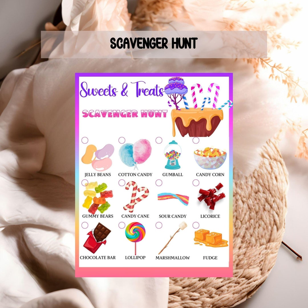 Sweets & Treats Scavenger Hunt Game: Printable Party Activity (digital ...
