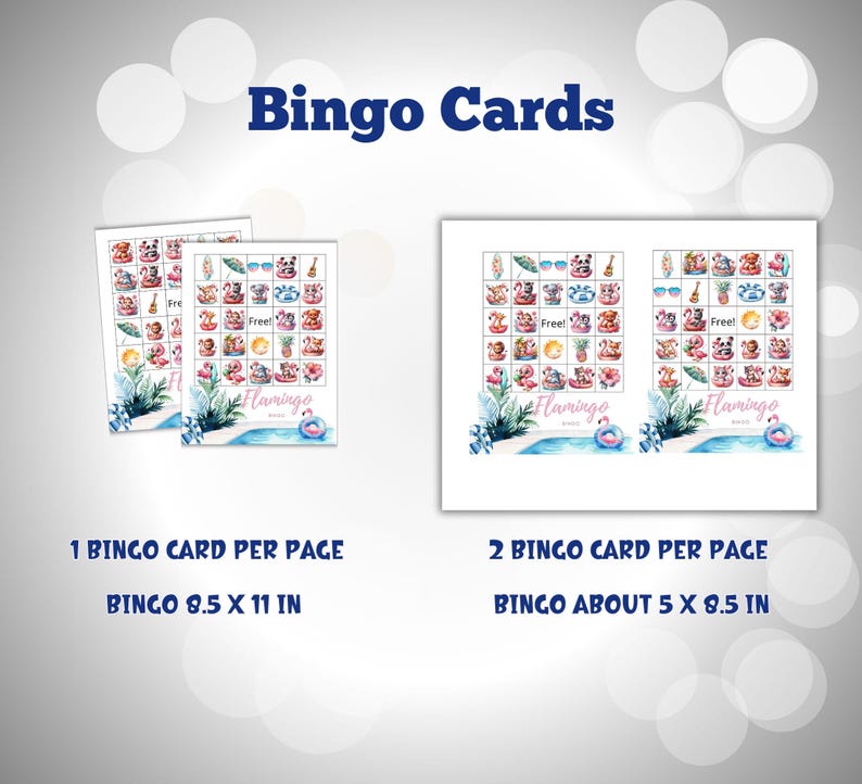 Printable Flamingo Bingo Game: Luau Pool Party Activity (digital ...