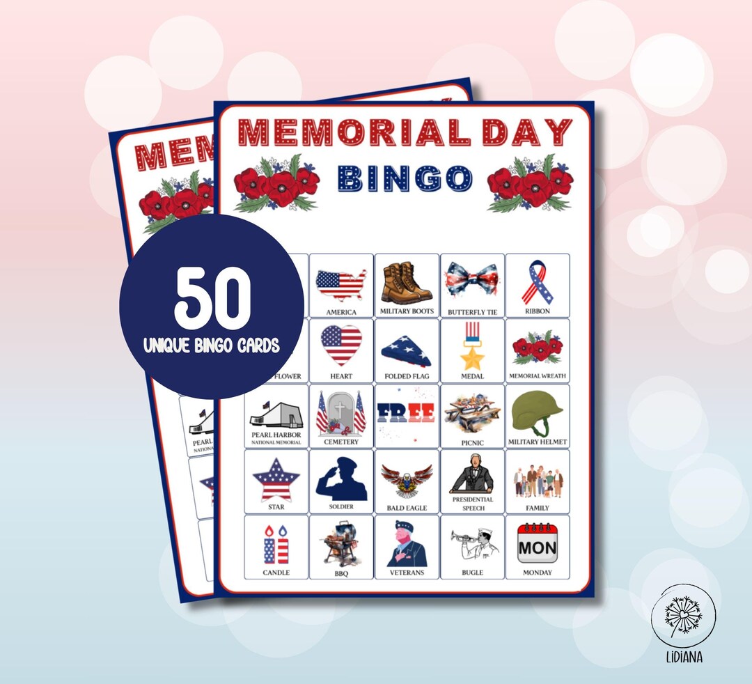 Memorial Day Bingo – Patriotic Party Game for Military Families & BBQ ...