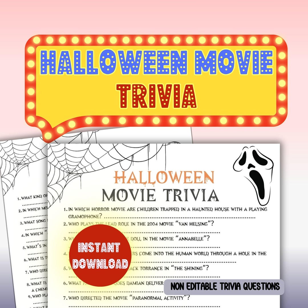 Halloween Movie Trivia Game for Adult, Printable Horror Movie Trivia ...