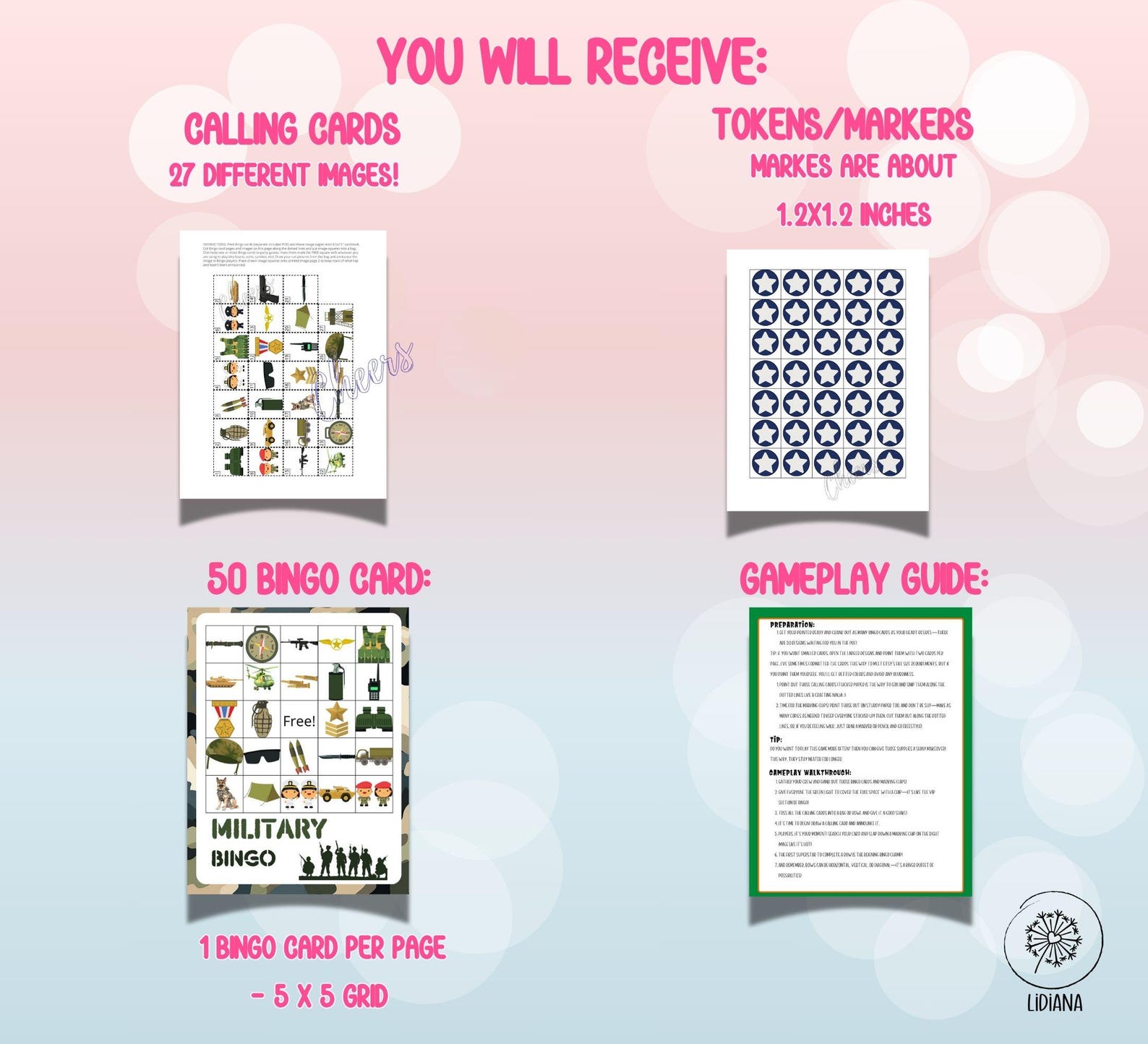 Military Bingo Game: Camo Birthday Party, 50 Unique Cards (digital ...