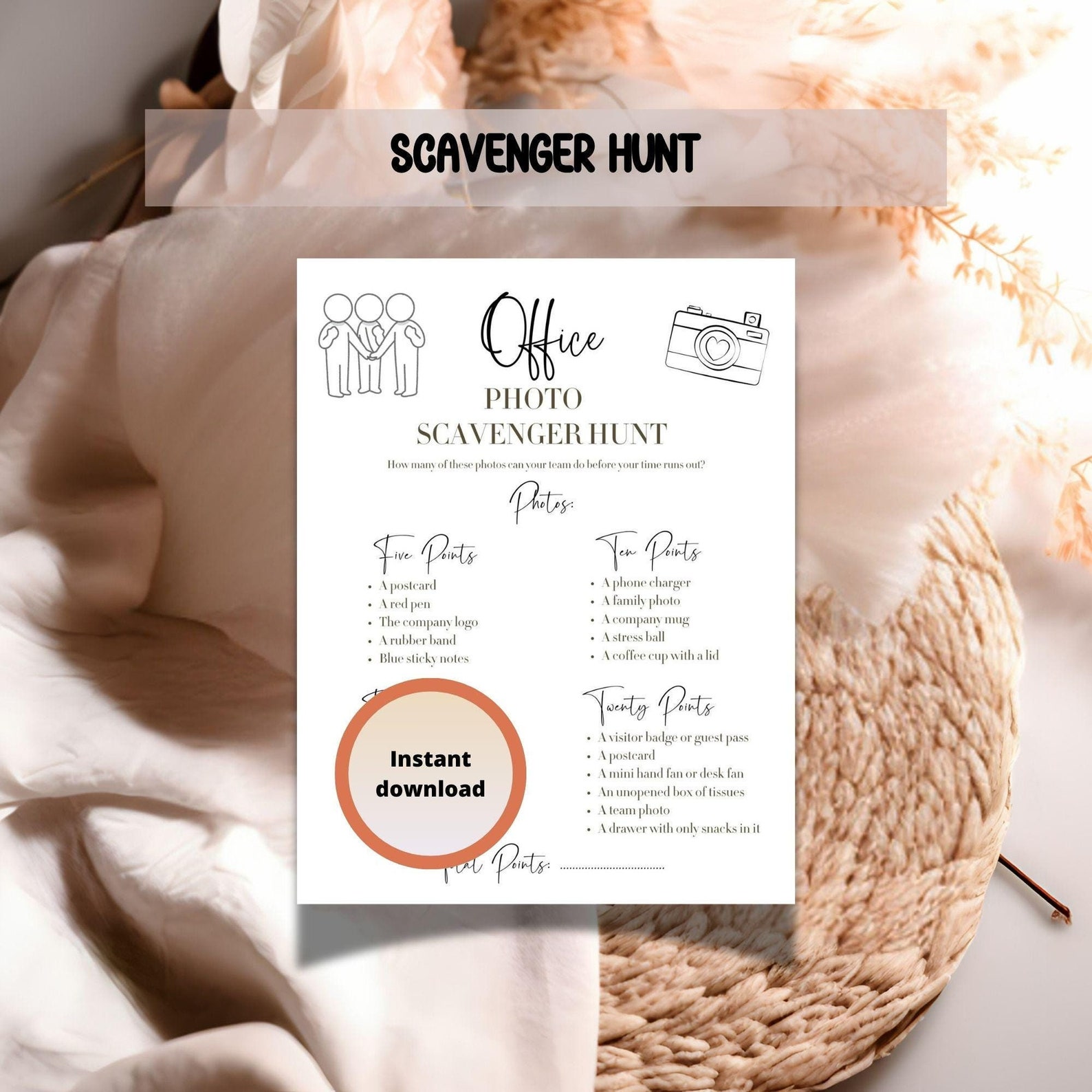 Office Photo Scavenger Hunt, Printable Work Party Game for Christmas ...